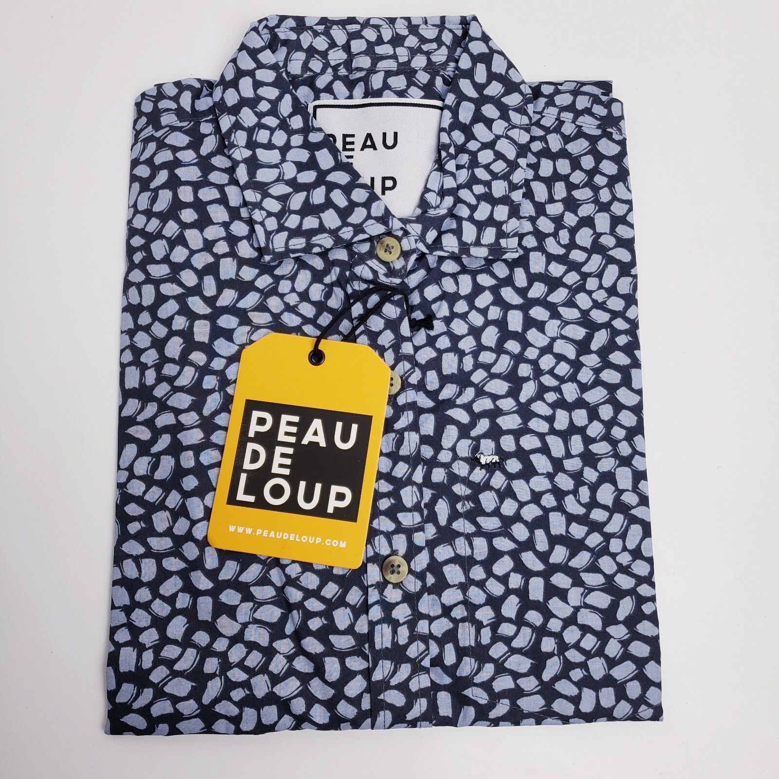 Peau De Loup PDL "Paint Strokes Blues" Button Up Short Sleeve Shirt NWT ...