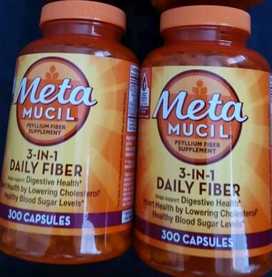 2 Metamucil 300 Meta Mucil 3 in 1 Capsules 600 Total EXP 2027 Fiber ...