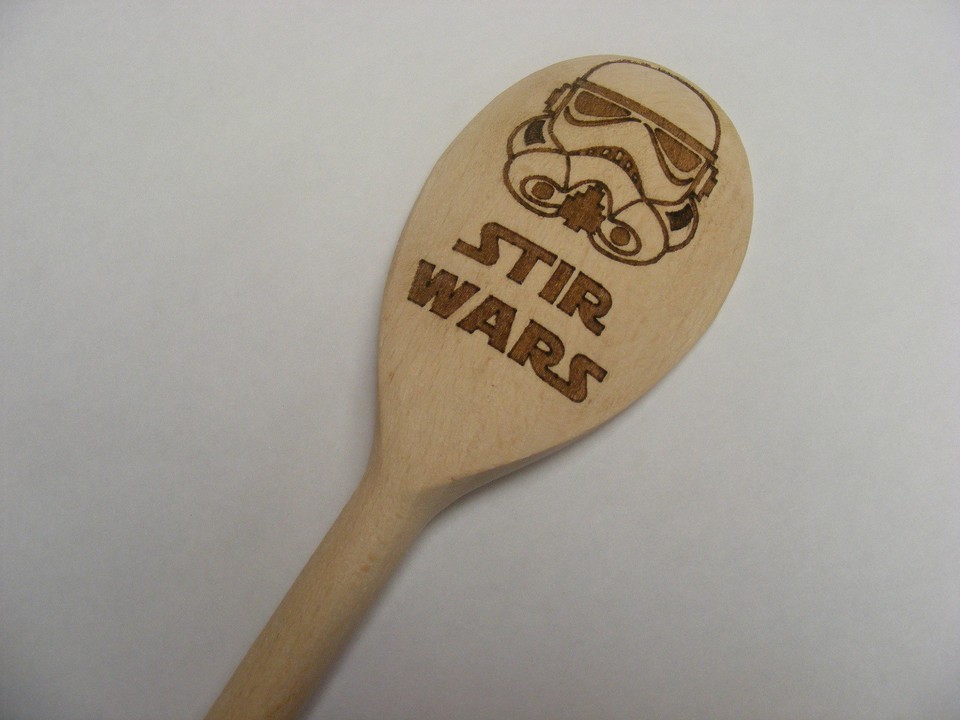 STAR WARS STAR TREK DR WHO CHEWIE DARTH VADER BAKING WOODEN SPOON ...