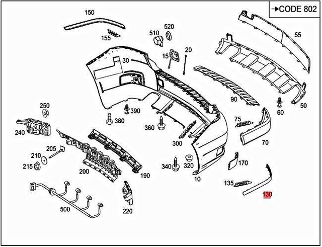 for MERCEDES Glk350 W204 Rear Driver Left Bumper Moulding Genuine ...