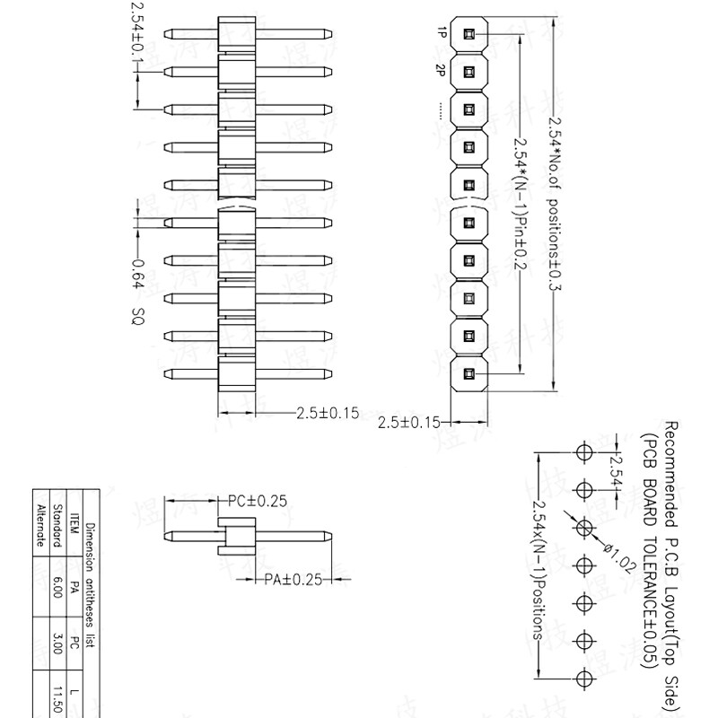 10pcs Header Pins 2.54mm Breakaway Male for PCB Breadboard 2~40 Pin ...