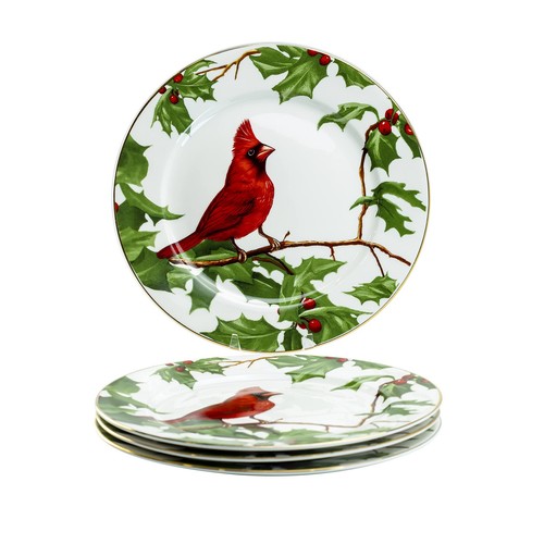 Gracie China Christmas Cardinal Holly Porcelain Dessert/Salad Plate 8-Inch (S... 810078462330| eBay
