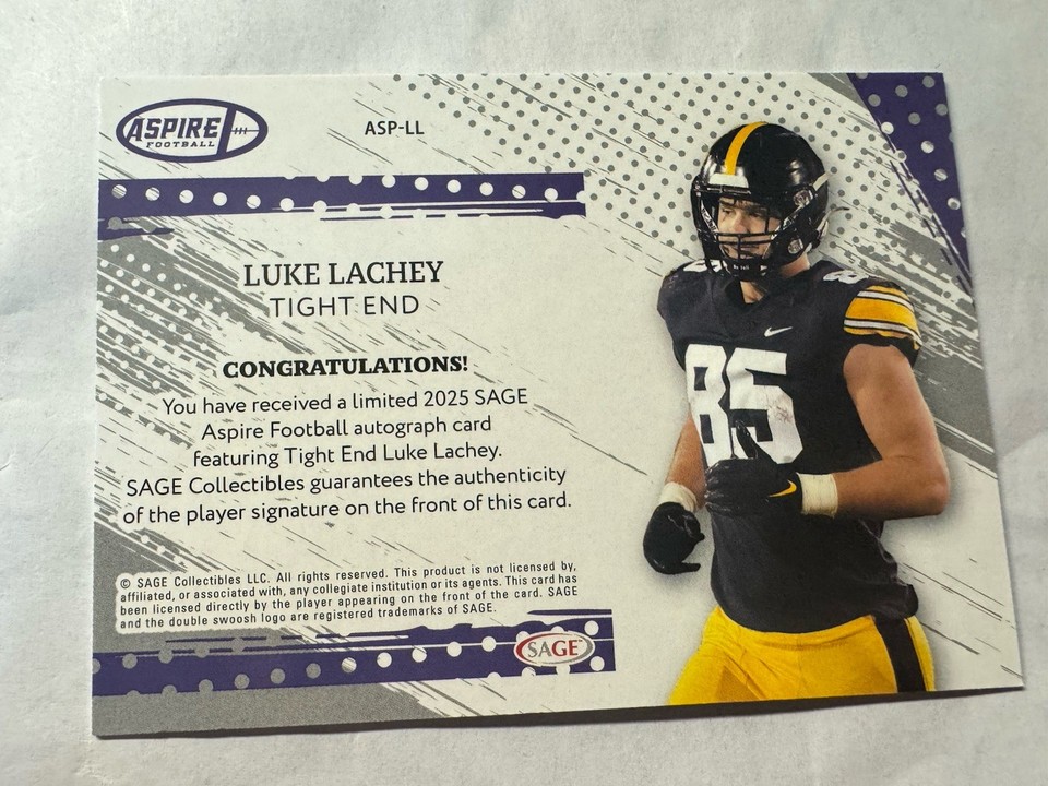 🔥2025 Sage Aspire LUKE LACHEY Blue Foil RC Auto - Houston Texans SP | eBay