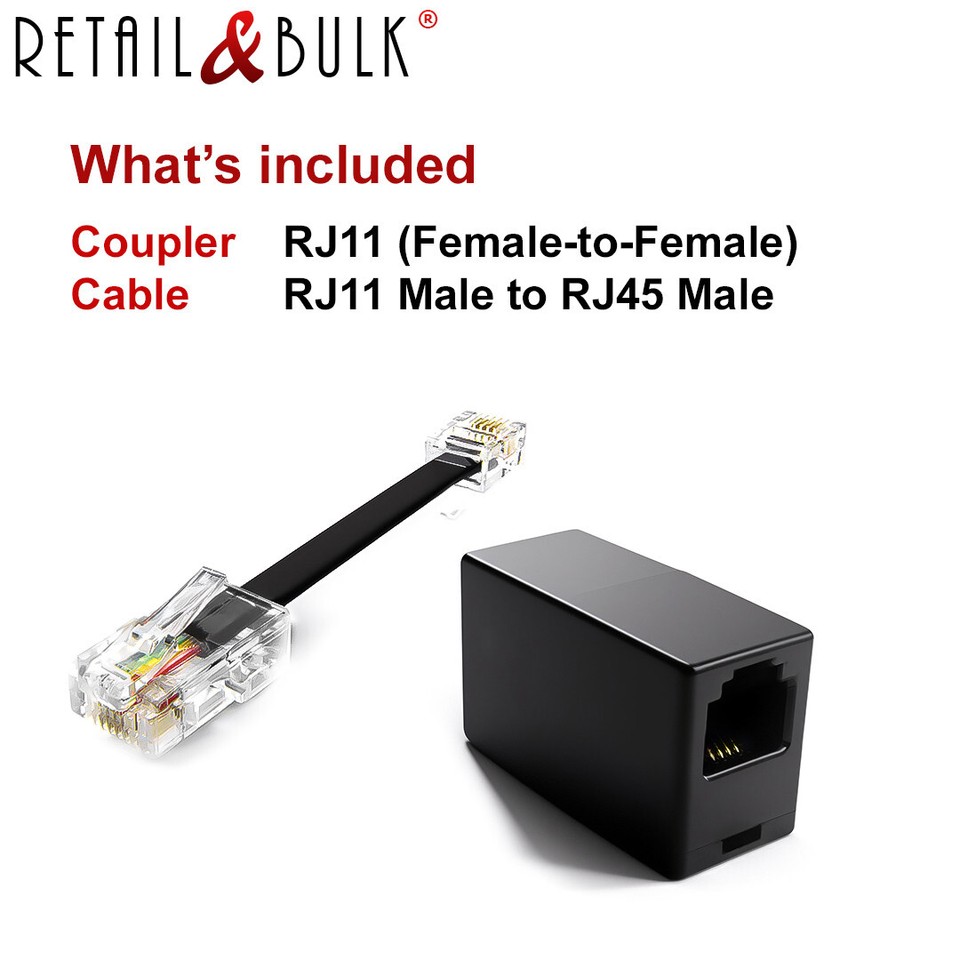Phone Jack to Ethernet Adapter RJ11 Female to RJ45 Male for Landline ...