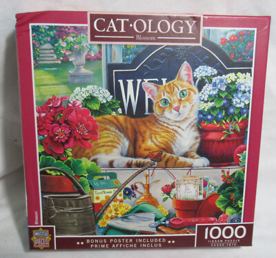 MasterPieces 1000 Piece Jigsaw Puzzle CATOLOGY BLOSSOM orange tabby ...