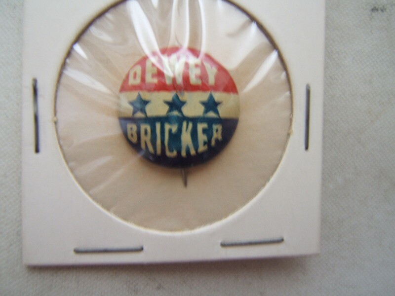 Dewey Bricker Warren Campaign Buttons Lot of 5 Pins all different 1944 ...
