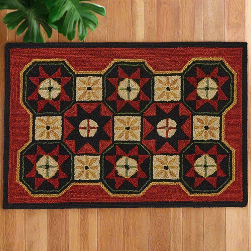 Primitive Farmhouse Hooked Folk Art Accent Rug - 24" X 36" | eBay