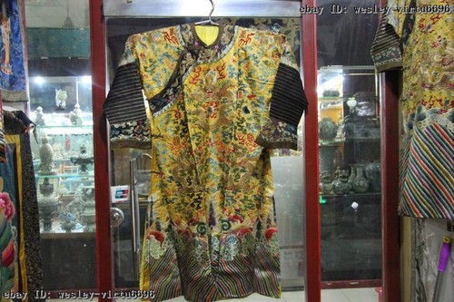 China Dynasty Royal Palace embroidery silk cloth Nine Dragon Emperor ...