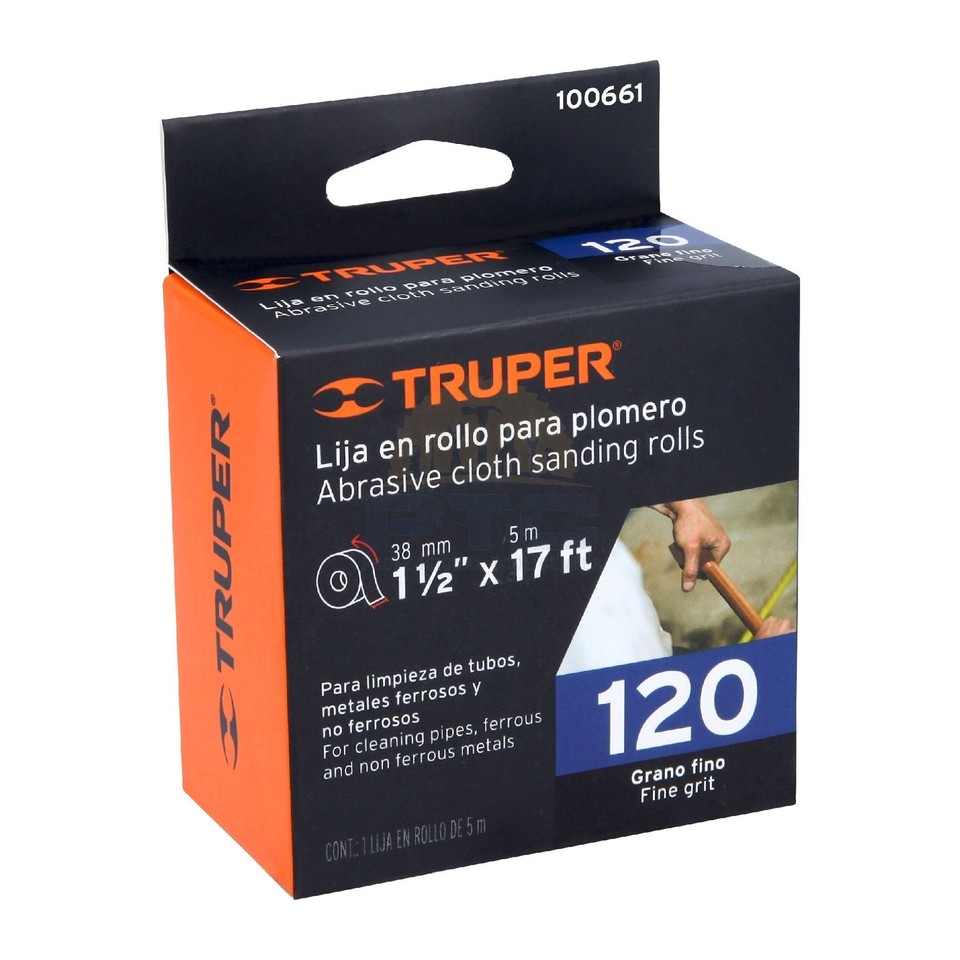 Truper LIPL-120-1-1/2X5 5 m roll of sandpaper for plumber grit 120 ...
