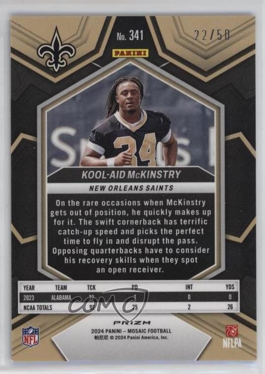 2024 Mosaic Rookies No Huddle Purple Prizm /50 Kool-Aid McKinstry #341 ...