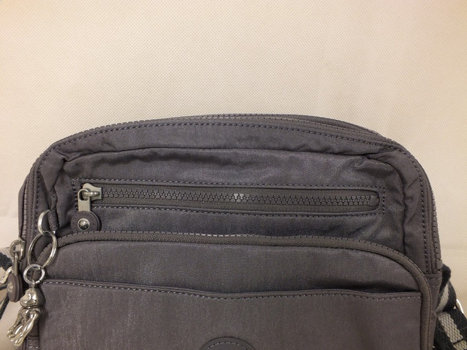 Kipling Metallic Grey Crossbody Bag Handbag - Metal Monkey Keyring (Nee ...