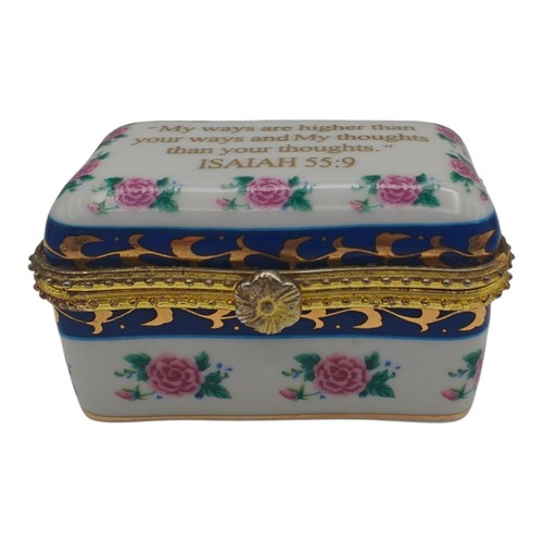 Imperial Porcelain Trinket Box Floral Rectangle Bible Verse | eBay