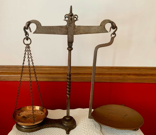ANTIQUE 1800's AVERY COPPER and FORGED CAST IRON Merchants Shop BALANCE ...