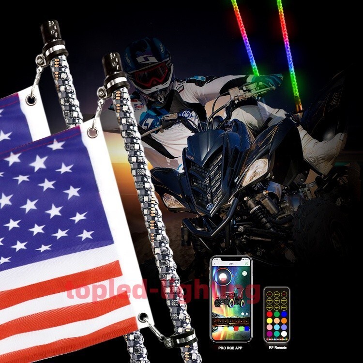 3ft LED Whip APP Controlled Antenas De LED Quick Release Whip Light for ...