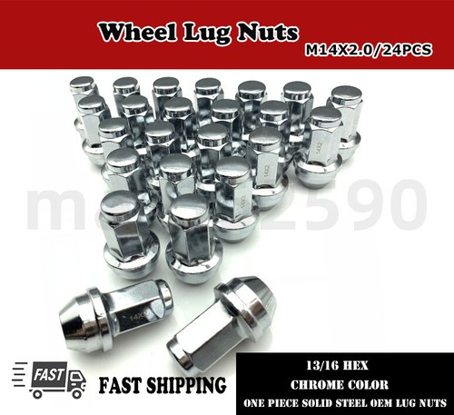 Set of 24 PCS 14x2.0 One-Piece Chrome OEM Factory Style Lug Nuts for ...