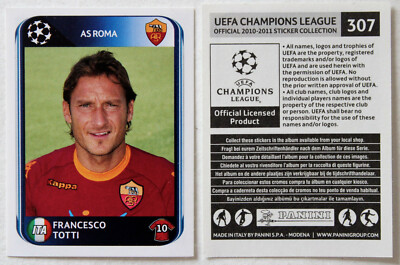 Panini Sticker Card Francesco Totti # 307 Champions League 2010/2011 ...