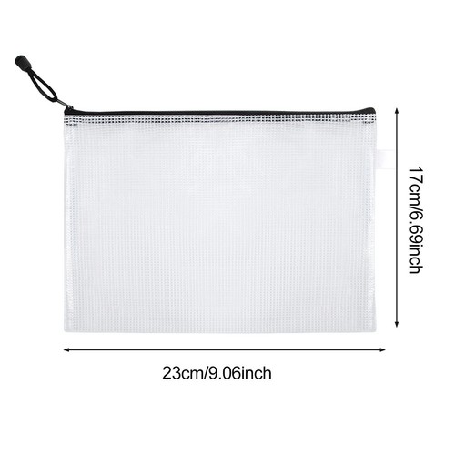 A5 Zip Pockets Mesh Bag Document Folder File Storage Home Transparent ...