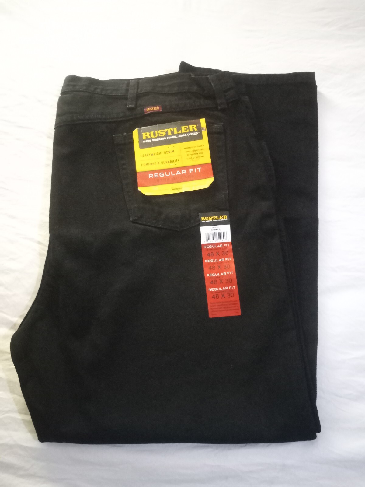 Men's Rustler by Wrangler Classic Regular Fit Straight Leg Jeans Black ...