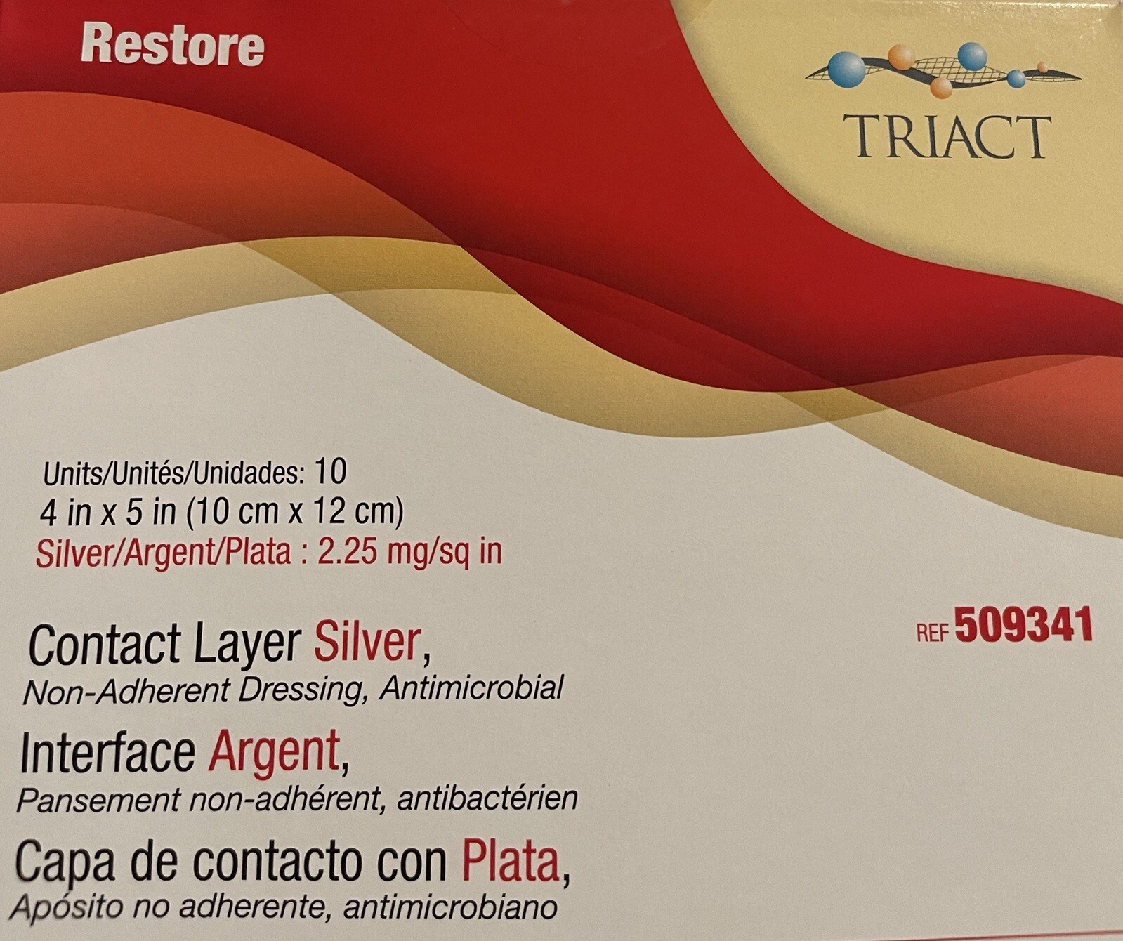 Restore Silver Contact Dressing 4x5” 509341- 10pc/1box -Box New Lot ...