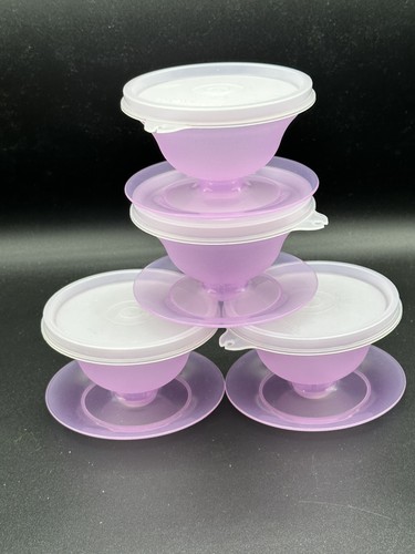 4 Tupperware Purple Pudding Dessert Cups with Lids | eBay