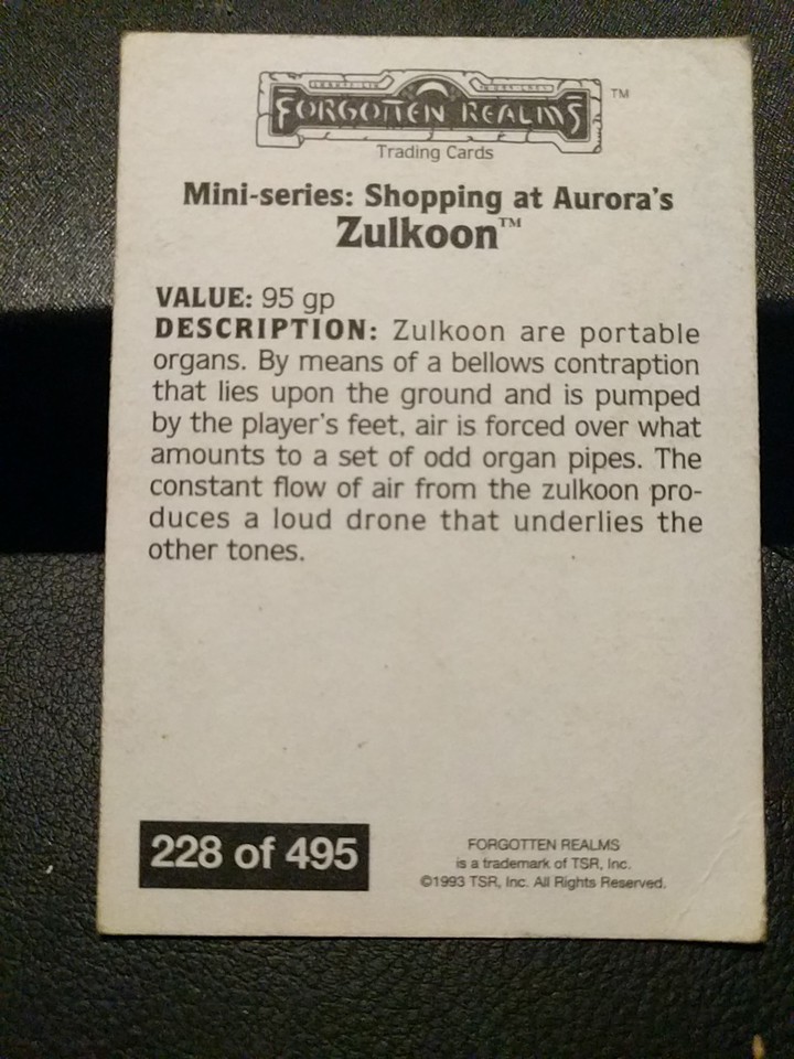 Zulkoon - 1993 Tsr Advanced Dungeons & Dragons #228 Gold | eBay