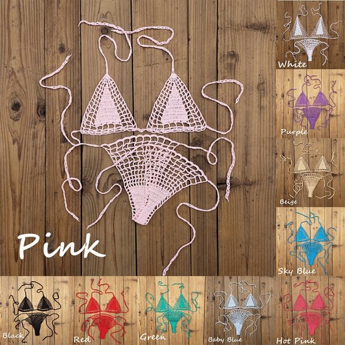 Sexy Crochet Gstrings for Women Tie Side Bikini Swimwear Bathing Suits ...