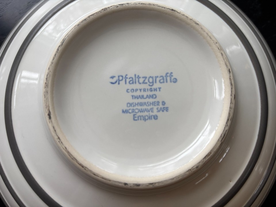 Pfaltzgraff Empire 9" Round Serving Bowl - Gray and White stripe | eBay
