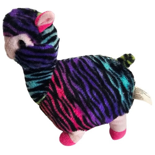 Multicolored Rainbow Zebra Print Plush Alpaca Llama Kellytoy 12 ...
