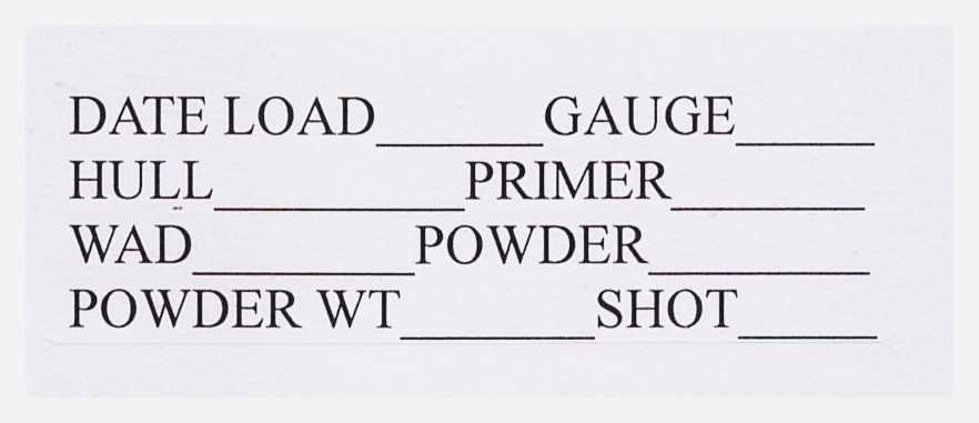 60 Reloading Data Labels for Shotgun Ammunition 30 Labels per page ...