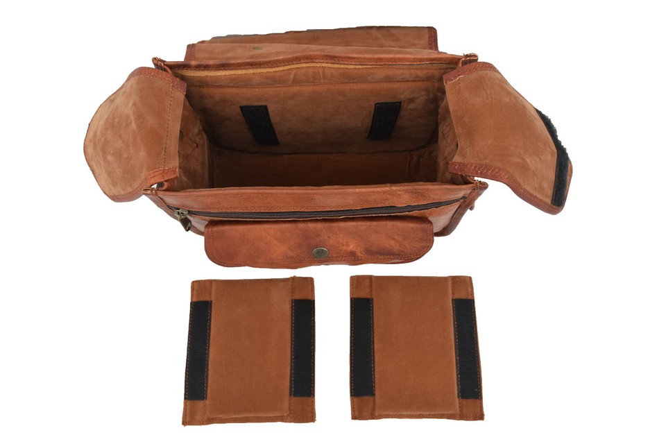 Vintage Leather Messenger Bag DSLR SLR Camera Padded Case Satchel ...
