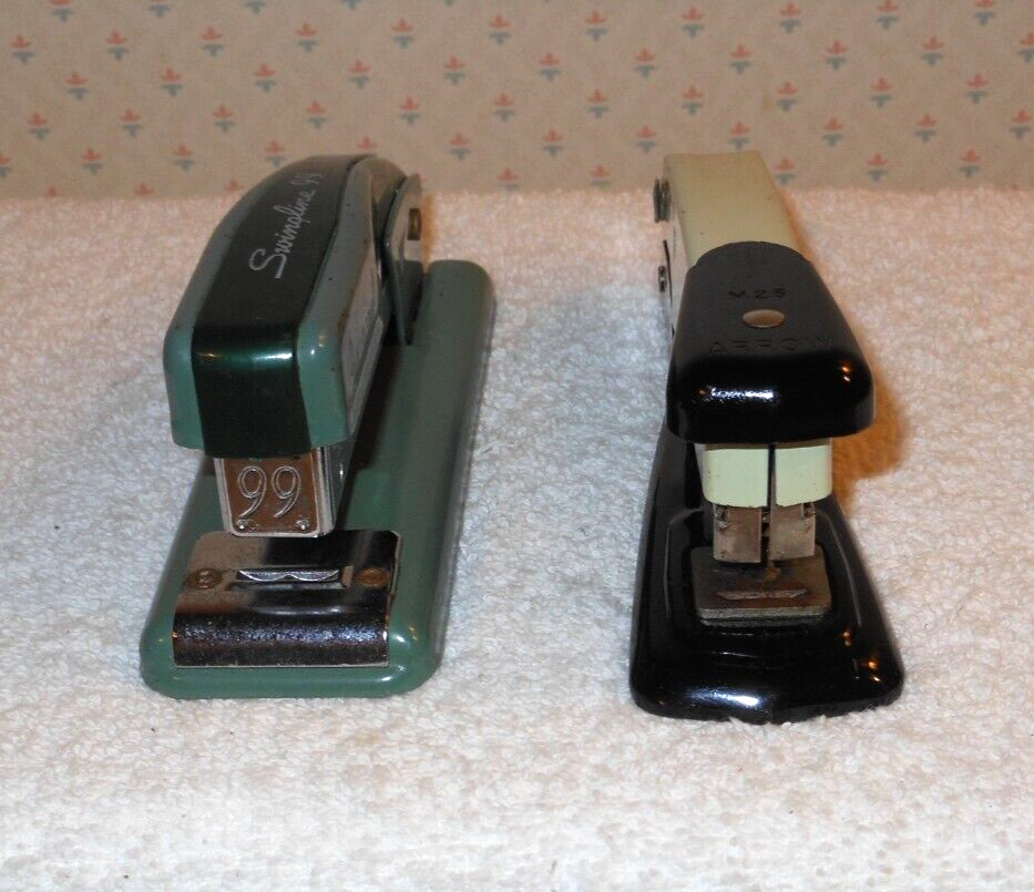 Vintage Swingline 99 Metal Green Desk and Arrow M25 Tan w/Black Trim ...