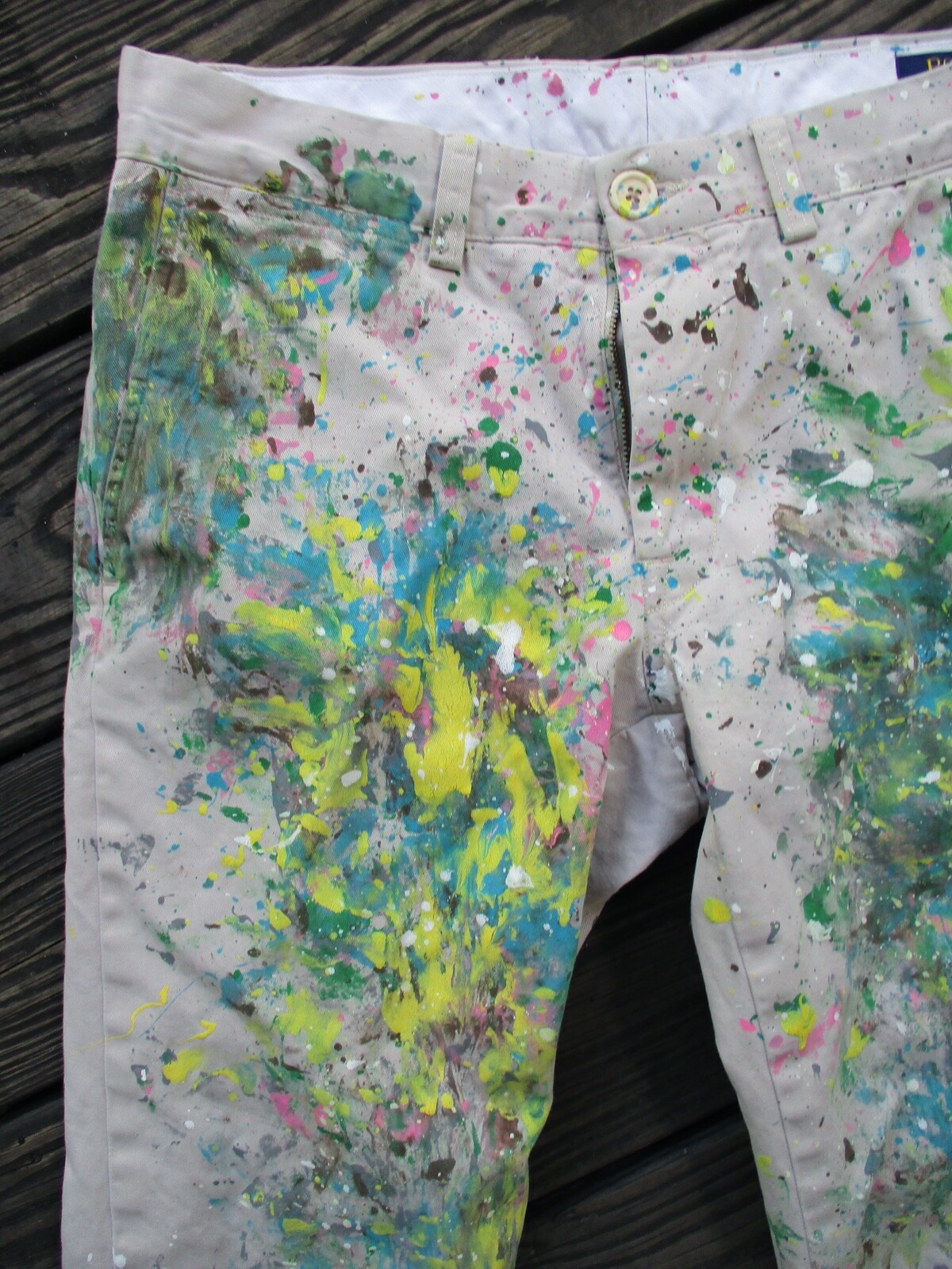 Polo Ralph Lauren Slim Fit beige paint splatter artis… - Gem