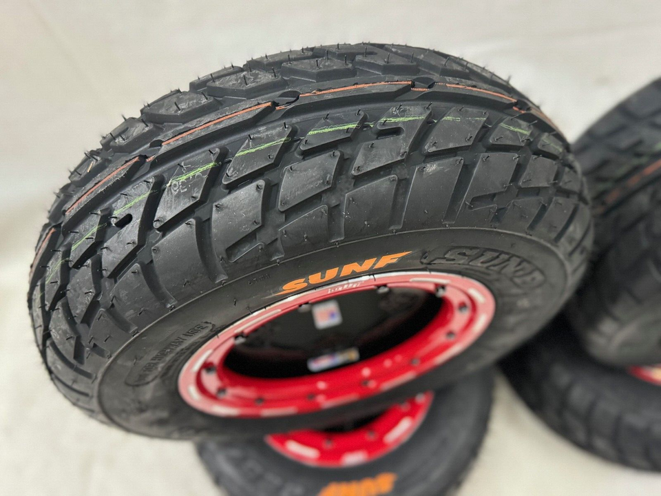 DWT G3 Red Beadlock Rims Sunf A021 Street Tires Yamaha Banshee Raptor ...