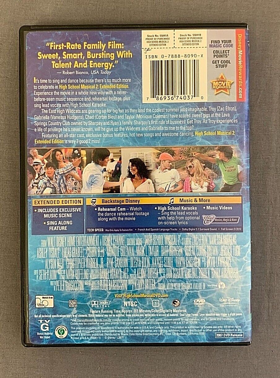 High School Musical 2 (DVD 2007 Extended Edition) 786936740370| eBay