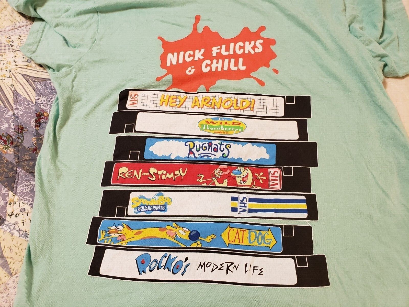 Nickelodeon Nick Flicks & Chill Graphic Green T-Shirt Womens Size XS | eBay