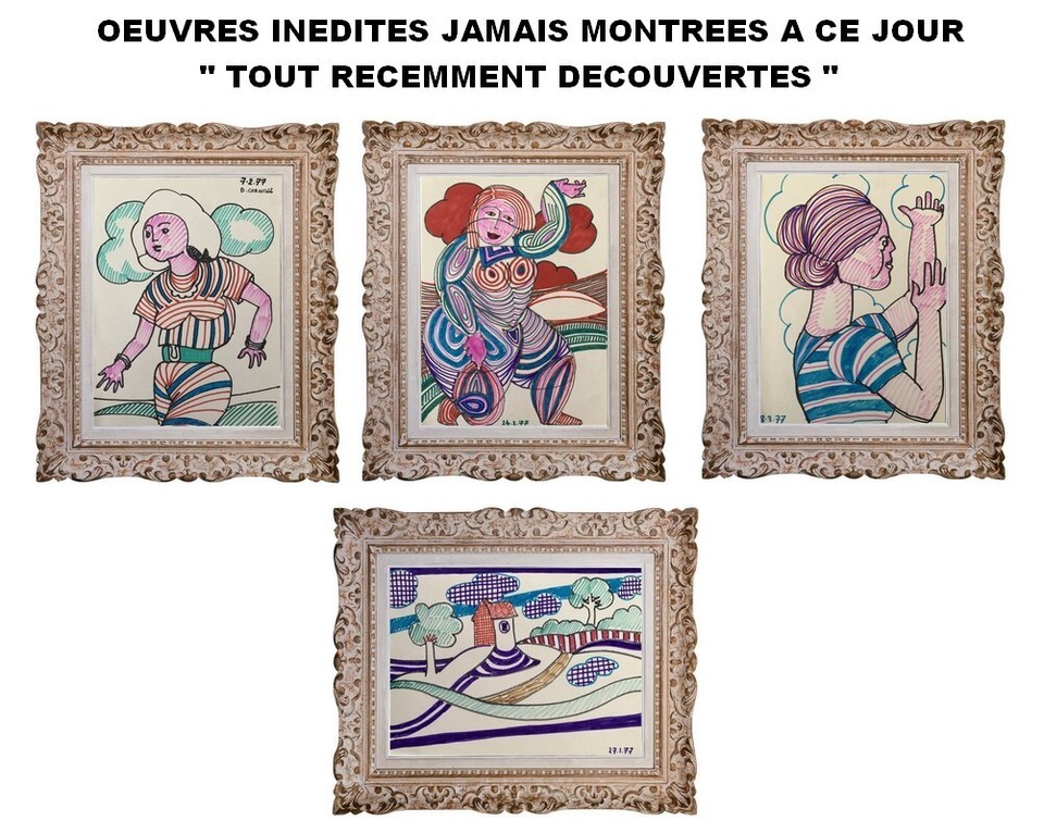 BERNARD CORNILLE (1940-2006) Oeuvre Originale Composition Art Singulier ...