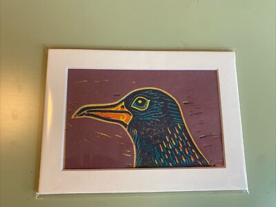 Original American Birds Reduction Block Print Seagull | eBay