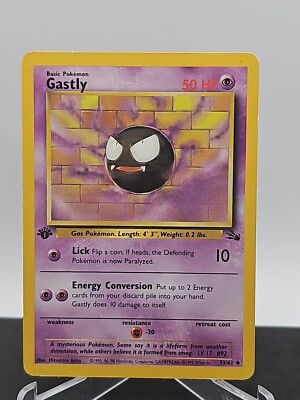 Gastly Pokemon First Edition Wizards Of The Coast 1999 Fossil #33/62 ...
