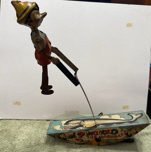 Vtg 1939 Walt Disney Prod. PINOCCHIO " THE ACROBAT " Tin Windup MARX ...