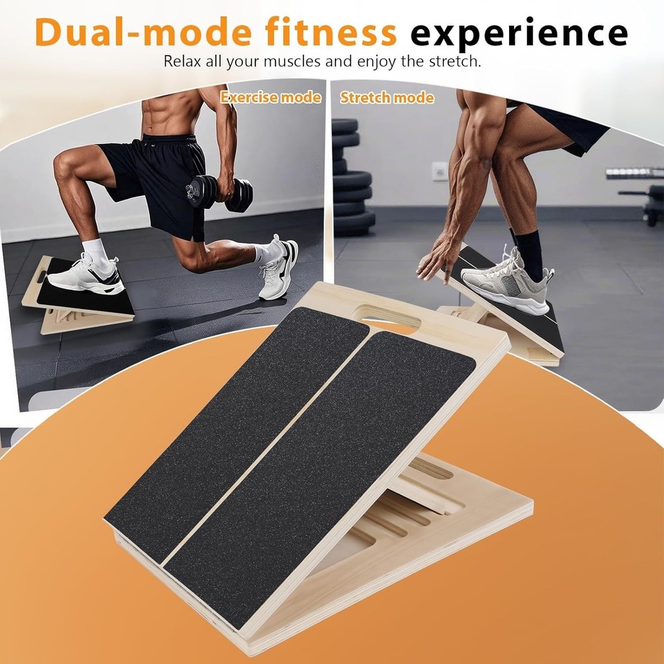 Slant Board for Calf Stretching, Adjustable Wooden Incline Board ,Anti ...