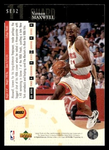 1994 Upper Deck #SE32 Vernon Maxwell Houston Rockets Basketball Card | eBay