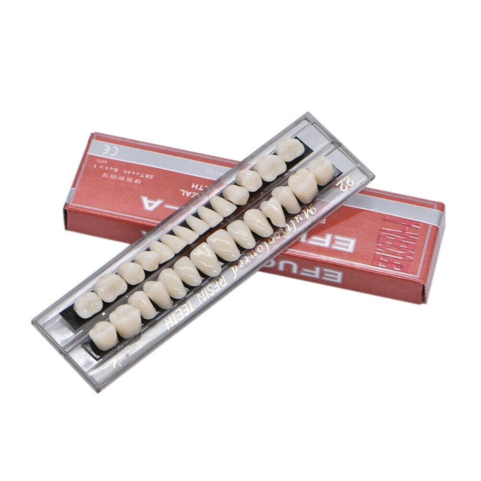 5 Sets Dental Acrylic Resin Denture Shade A2 A3 Full Set False Teeth ...