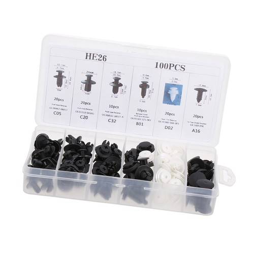 100Pcs Car Body Push Retainer Pin Rivet Fasteners Trim Moulding E8U2 ...