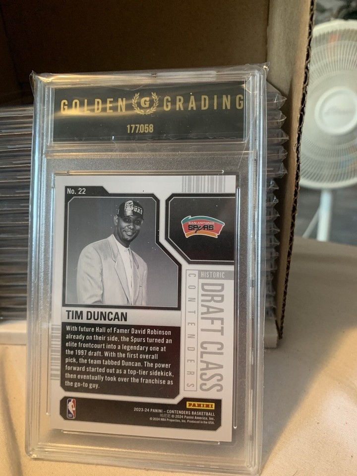 tim duncan 2023 Panini Contenders Historic Draft Class Golden Grading ...