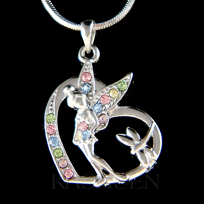 ~Rainbow Tinkerbell Heart made with Swarovski Crystal Tinker Bell Fairy ...