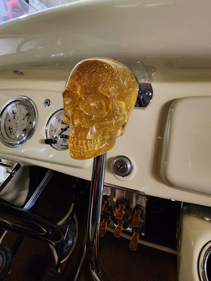 Custom Shift Knob Golden Skull Shifter Knob vintage Rat Fink rat rod ...