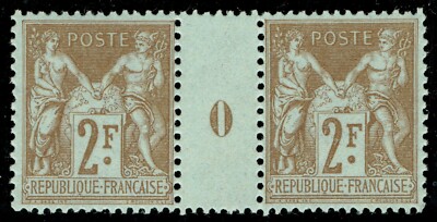 [st3207] FRANCE 1900 Scott#108 MNH 2fr brown/azure "Type Sage" Gutter ...
