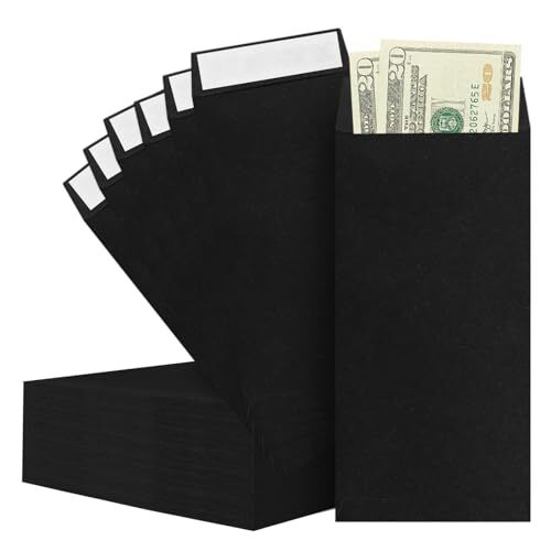 120 Pack 3.2x6.6 Inch Black Kraft Paper Envelopes for Cash Saving ...