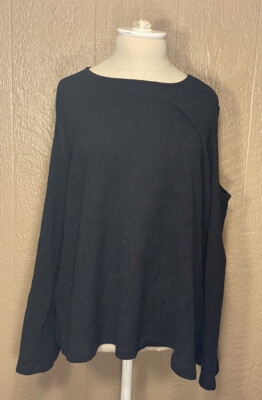H&M Black Ribbed Shoulderless Long Sleeve Tunic | eBay
