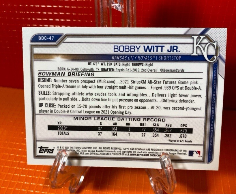 2021 Bobby Witt Jr. Bowman Blue Chrome sapphire -Blue framed BCP-47 | eBay